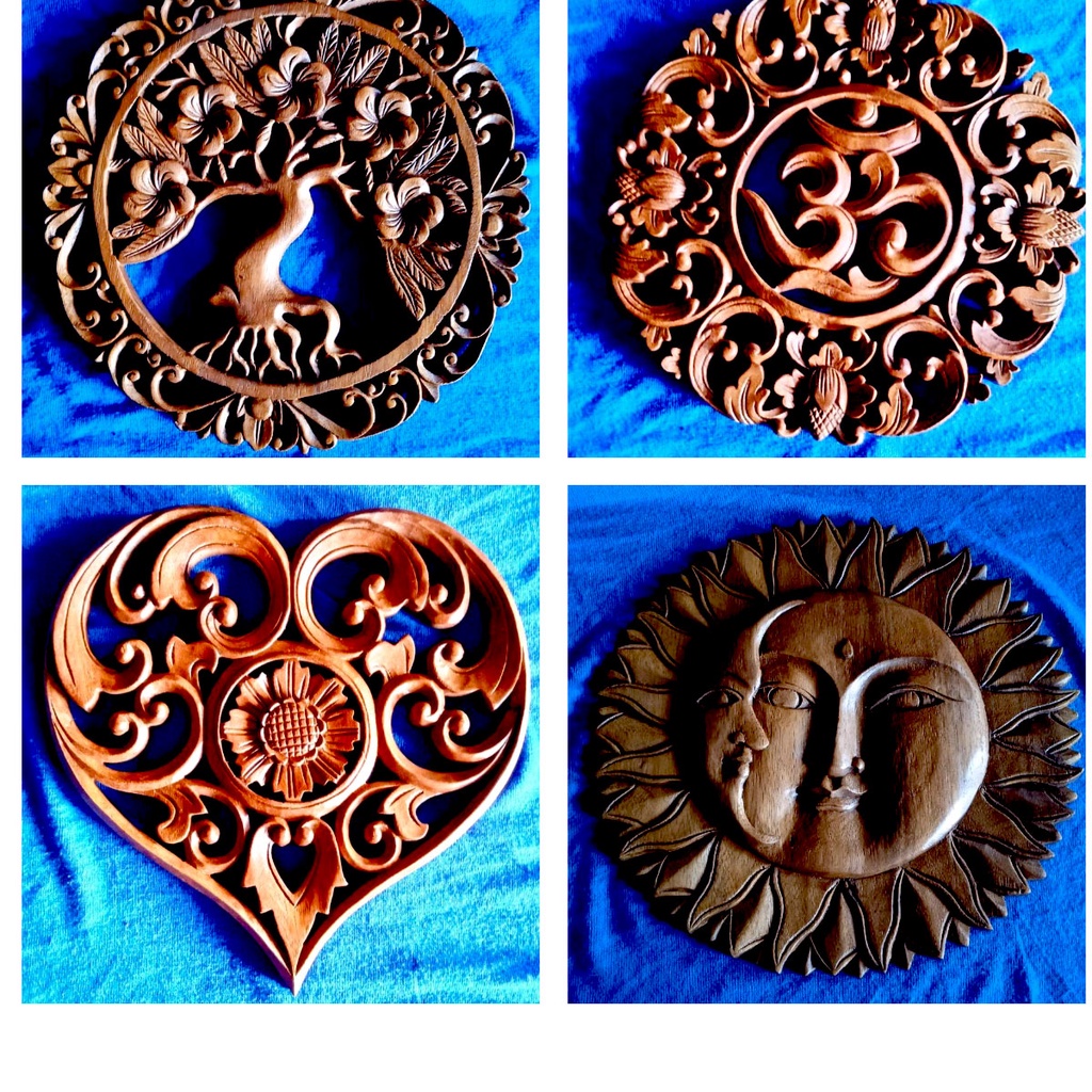 Jual Kerajinan Ukiran kayu panil Bali 30cm Hiasan dekorasi dinding bali ...