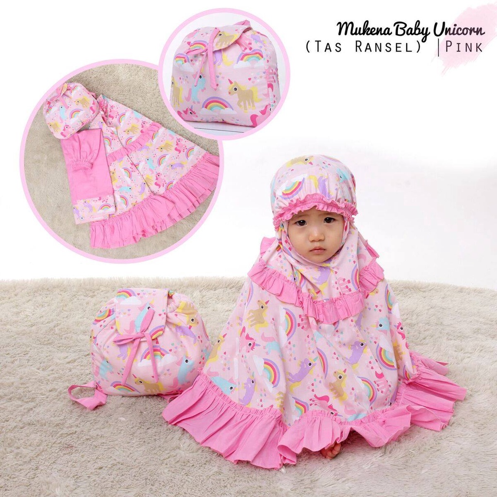 Jual BELIMUKENA PREMIUM - Mukena Baby Unicorn Pink ( Tas Ransel ...