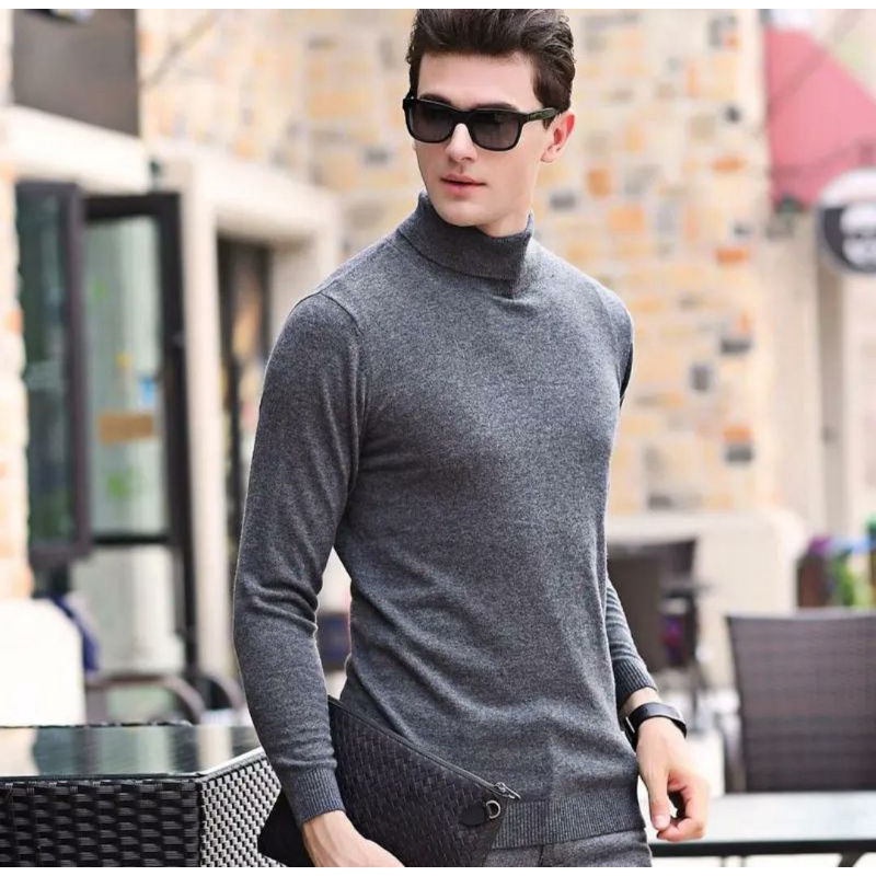 Jual KAOS TURTLENECK PRIA LENGAN PANJANG POLOS TURTLE NECK KOREAN STYLE LEHER TINGGI / KAOS ...