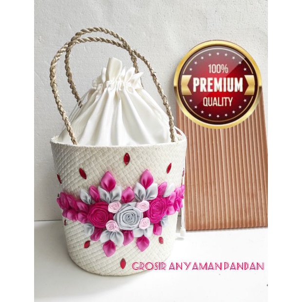 Jual Tas pandan parcel EMBER 2 TOPLES BUNGA ROSE GG RARA keranjang ...