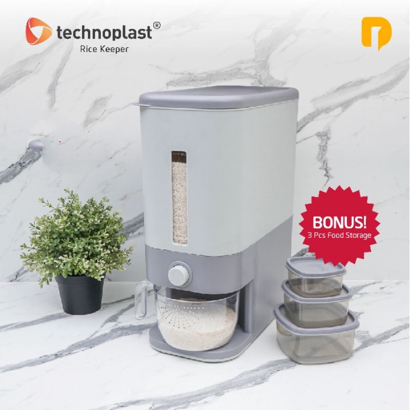 Jual TECHNOPLAST RICE KEEPER DISPENSER BERAS 12 KG WADAH BERAS RICE BOX ...