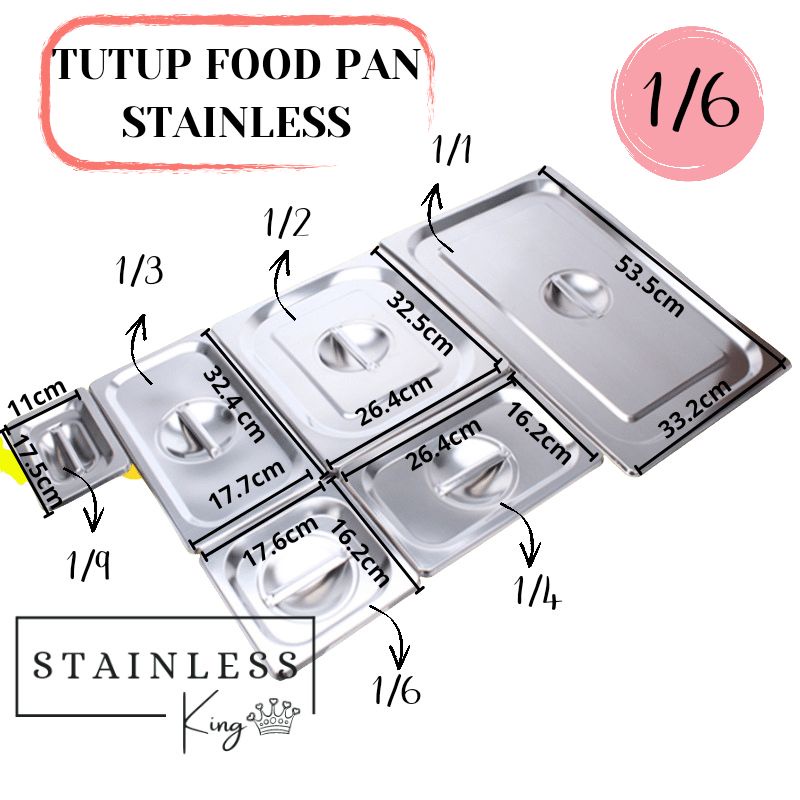Jual TUTUP FOOD PAN STAINLESS STEEL 1/6 FOOD GASTRONOM COVER | Shopee ...