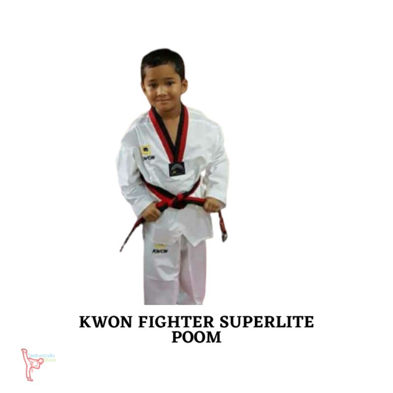 Jual Baju Taekwondo Fighter Anak Kerah Merah Hitam - Dobok Kwon Superlite POOM | Shopee Indonesia
