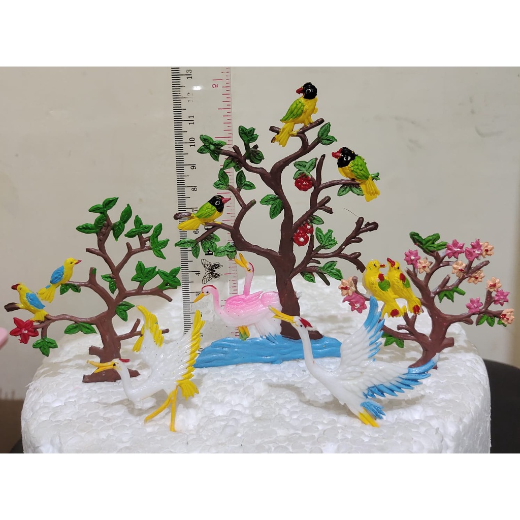 Jual hiasan topper kue ulang tahun bentuk pohon dan burung 1 set ...