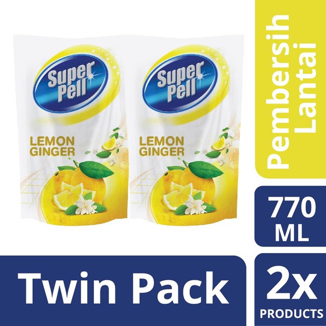Jual Super Pell Pembersih Lantai Fresh Lemon Ginger Pouch 770Ml Twin ...