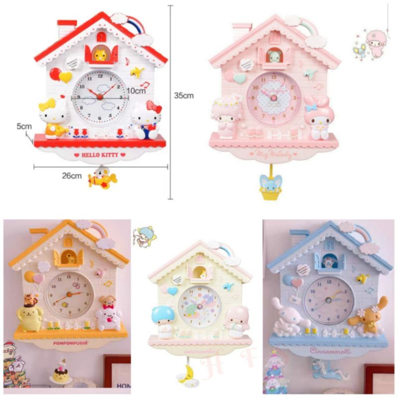 Jual Jam dinding bentuk rumah my melody, hello kitty, cinnamoroll ...