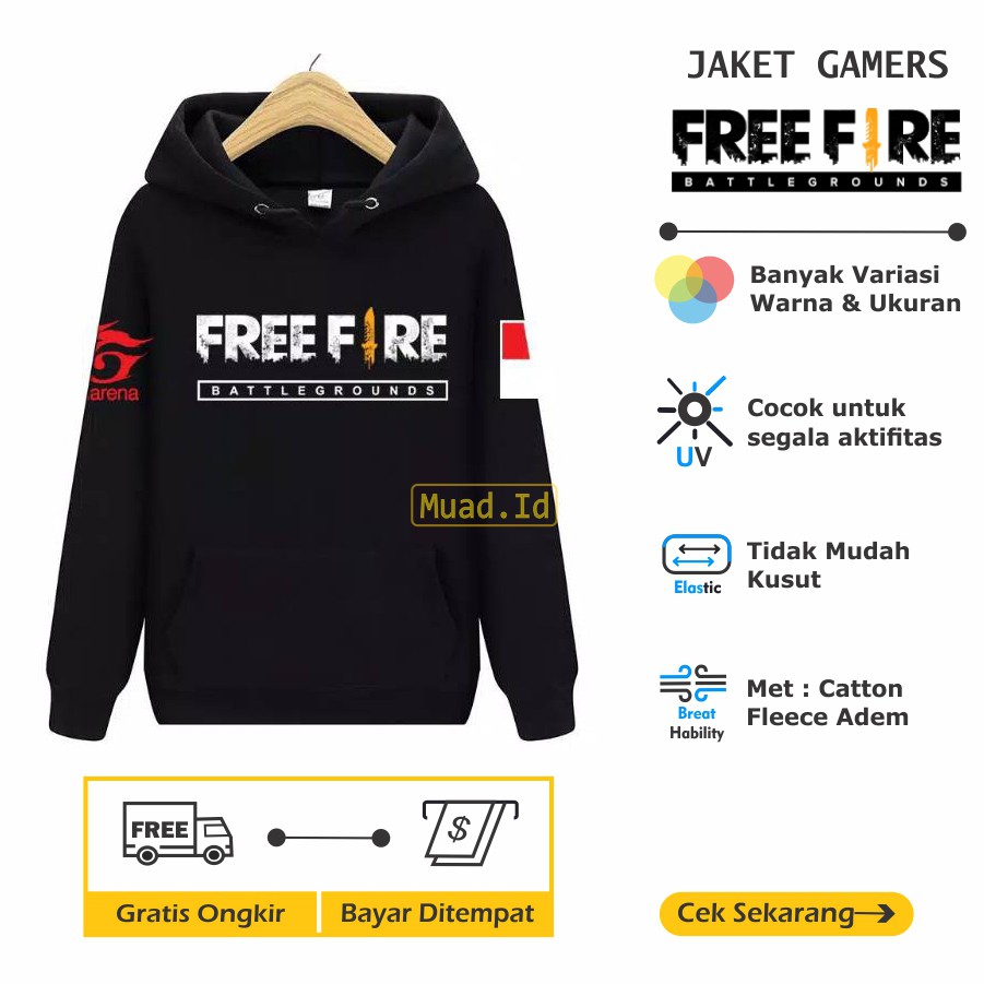 Jual Jaket Free Fire Hoodie Gamers Bendera Battlegrounds Garena ...