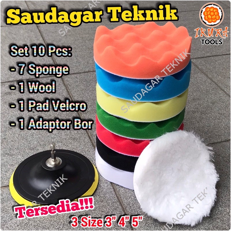 Jual Busa Poles Mobil Motor 3" 4" 5" Set Wool Polishing Pad 3 inch 4 ...