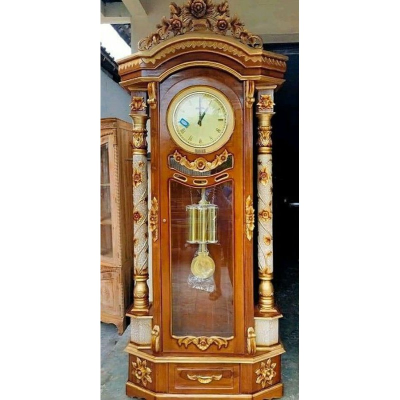 Jual Almari jam hias kayu jati ukiran | Shopee Indonesia