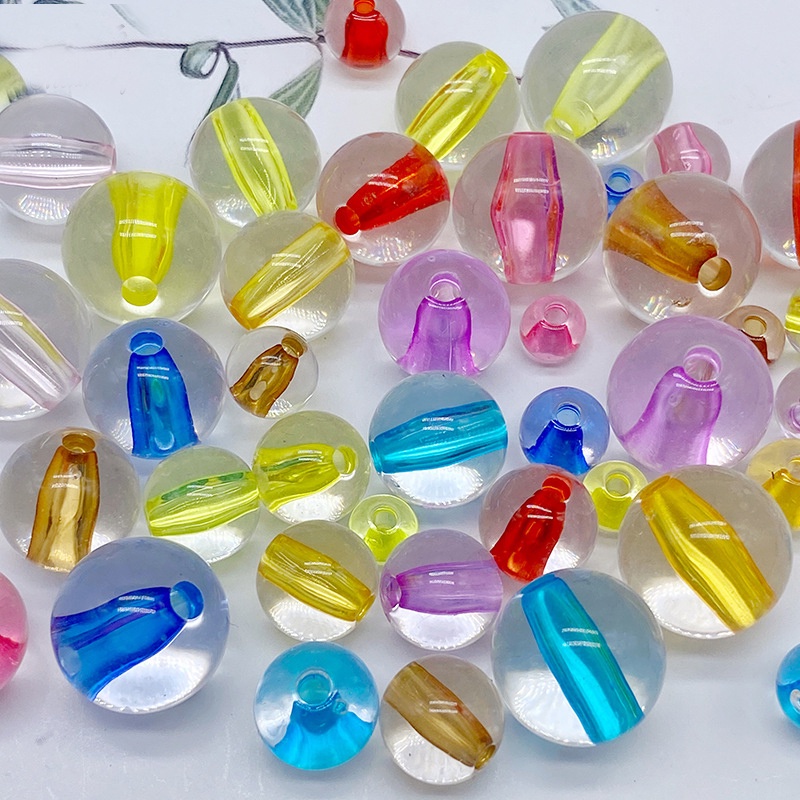 Jual 25 gr Manik-manik Mote Bulat Transparan Inside Color | Shopee ...