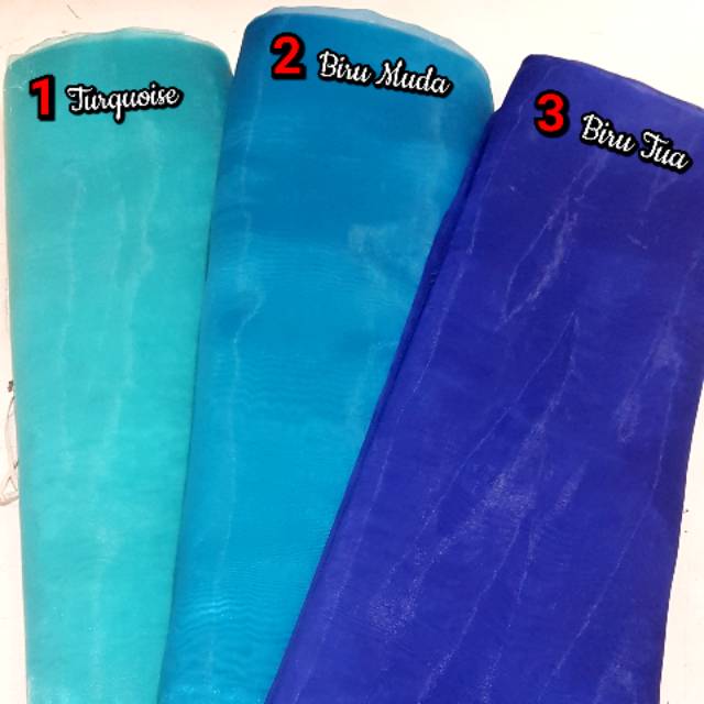 Jual Kain Kaca/Organdi Lebar 1.5m (Variasi Biru) | Shopee Indonesia