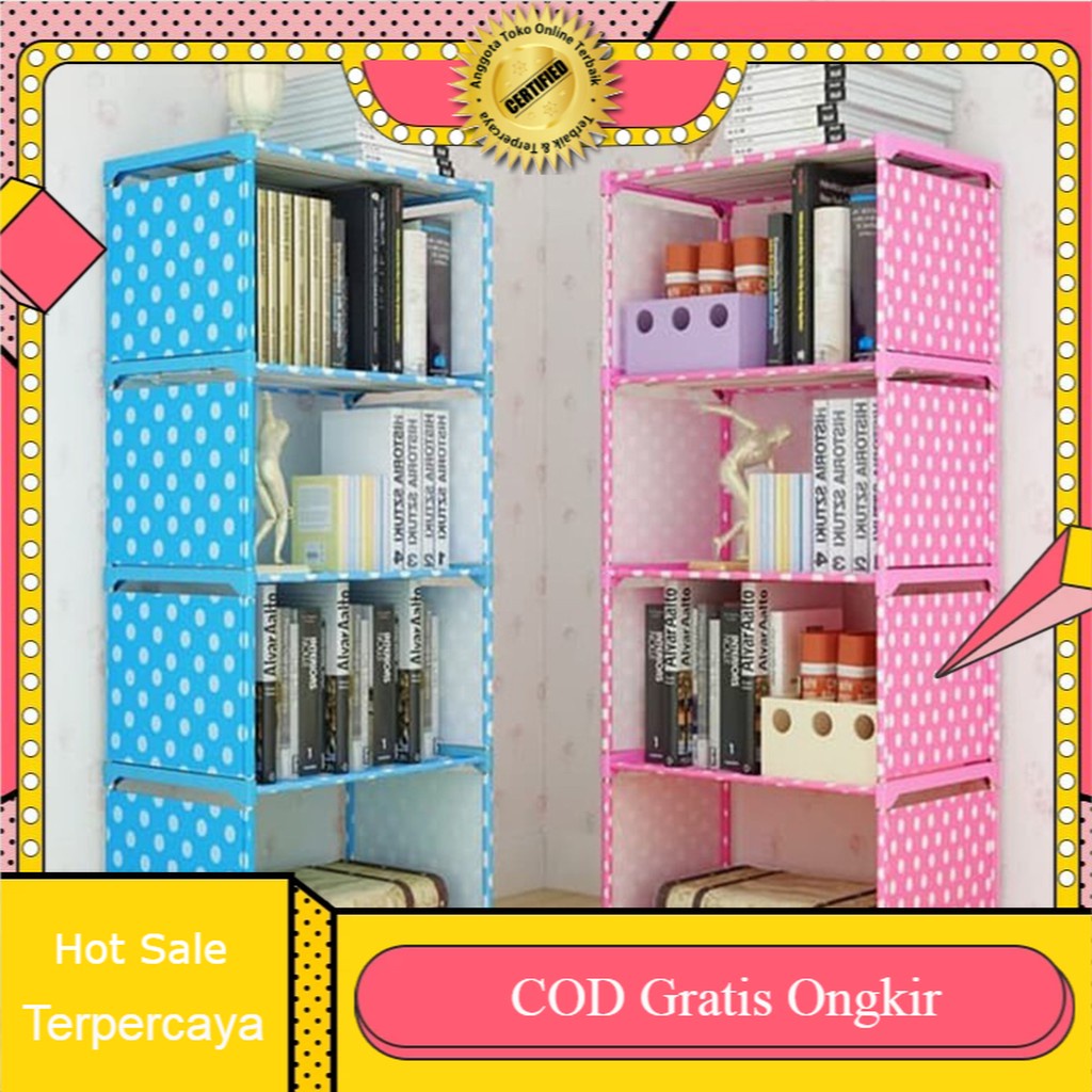 Jual Rak Tempat Susun Buku Serbaguna 5 tingkat (40x28x122cm) Portable ...