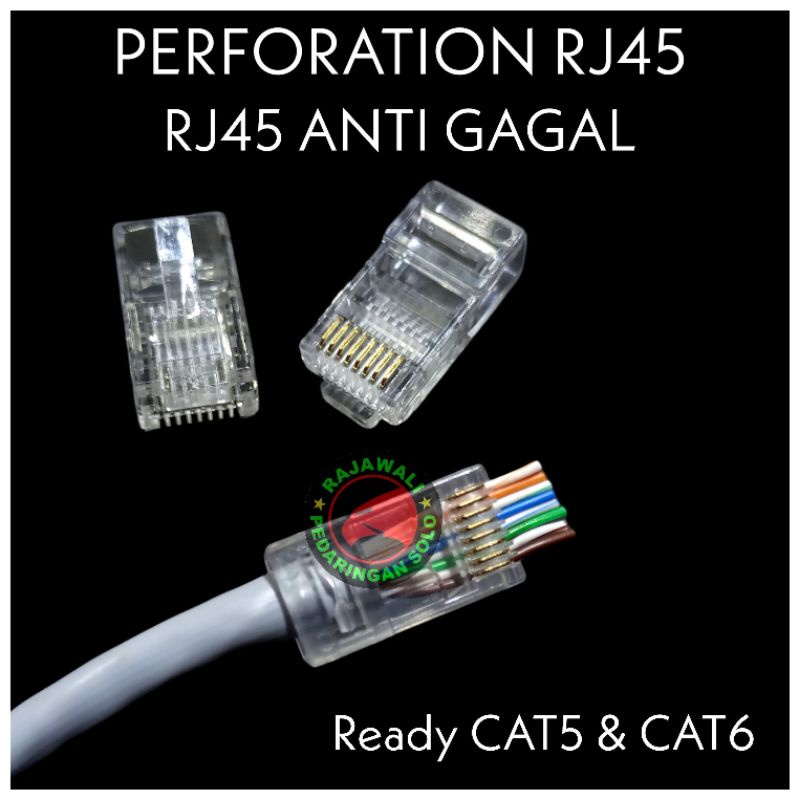 Jual RJ45 ANTI GAGAL CAT5 CAT6 PERFORATION RJ45 KONEKTOR LAN | Shopee ...