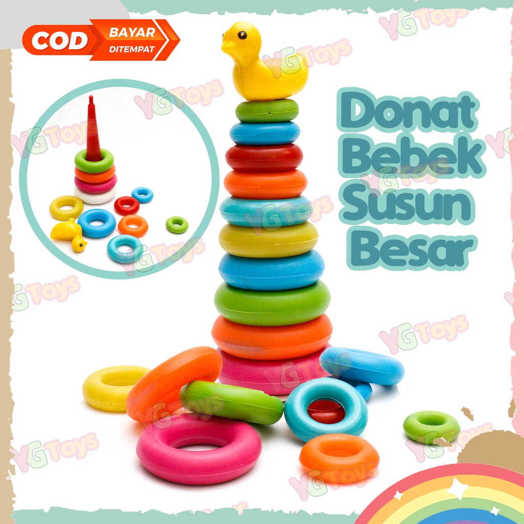 Jual YGtoys Mainan Susun Donat Jumbo Ring Donat Bebek 10 Susun Edukasi ...