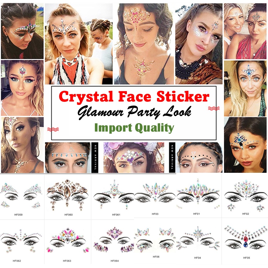 Jual [ NEW PART 1 ] Rhinestones 3D Face Gems Sticker / Crystal Diamonds ...