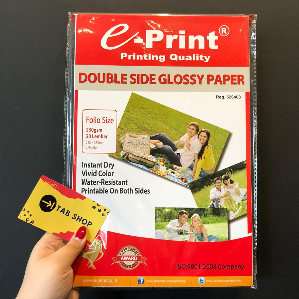 Jual TAB SHOP - EPRINT KERTAS FOTO GLOSSY 2 SISI FOLIO 230 GSM - E ...