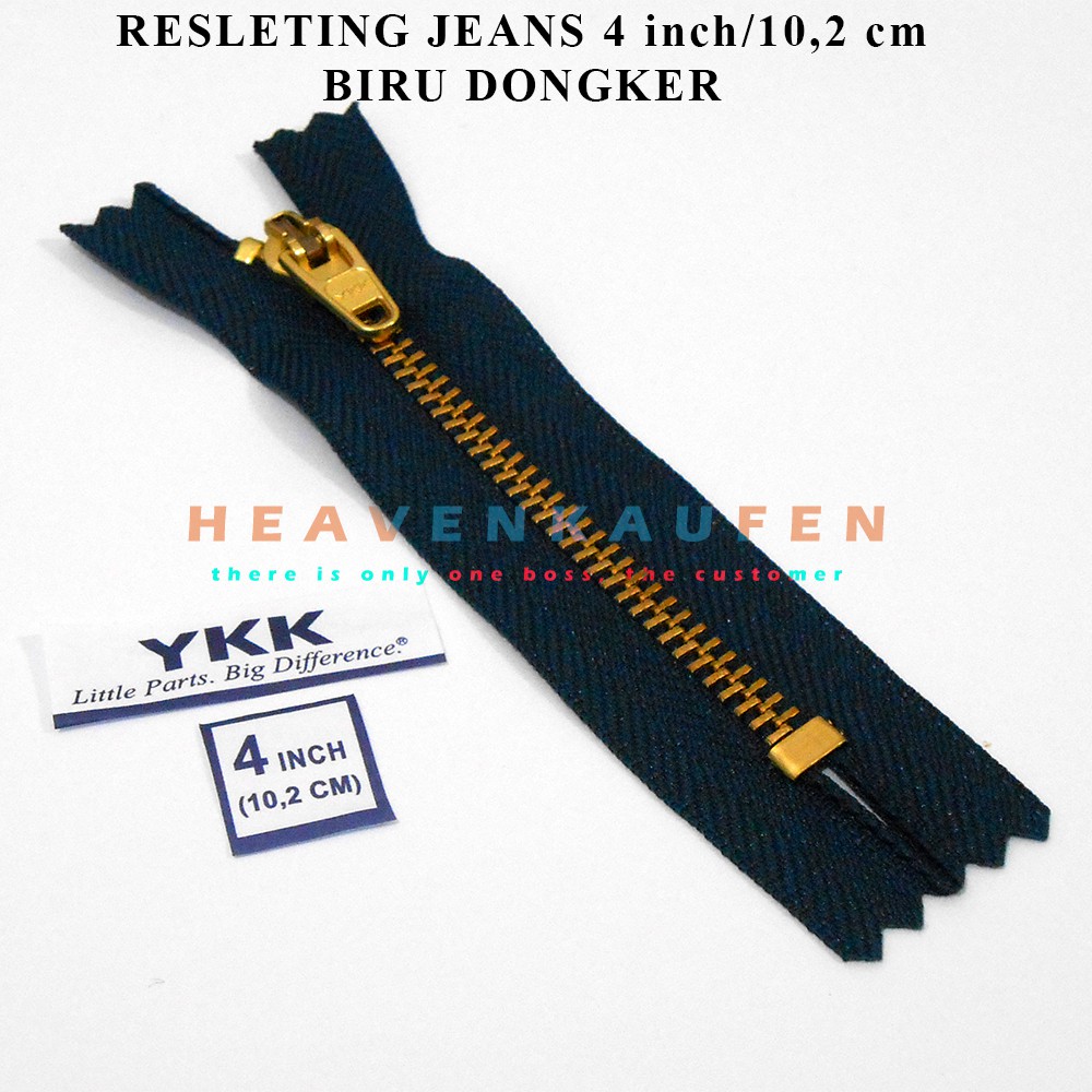 Jual Resleting YKK besi 4" inchi 10,2 cm biru dongker navy gold Gigi ...