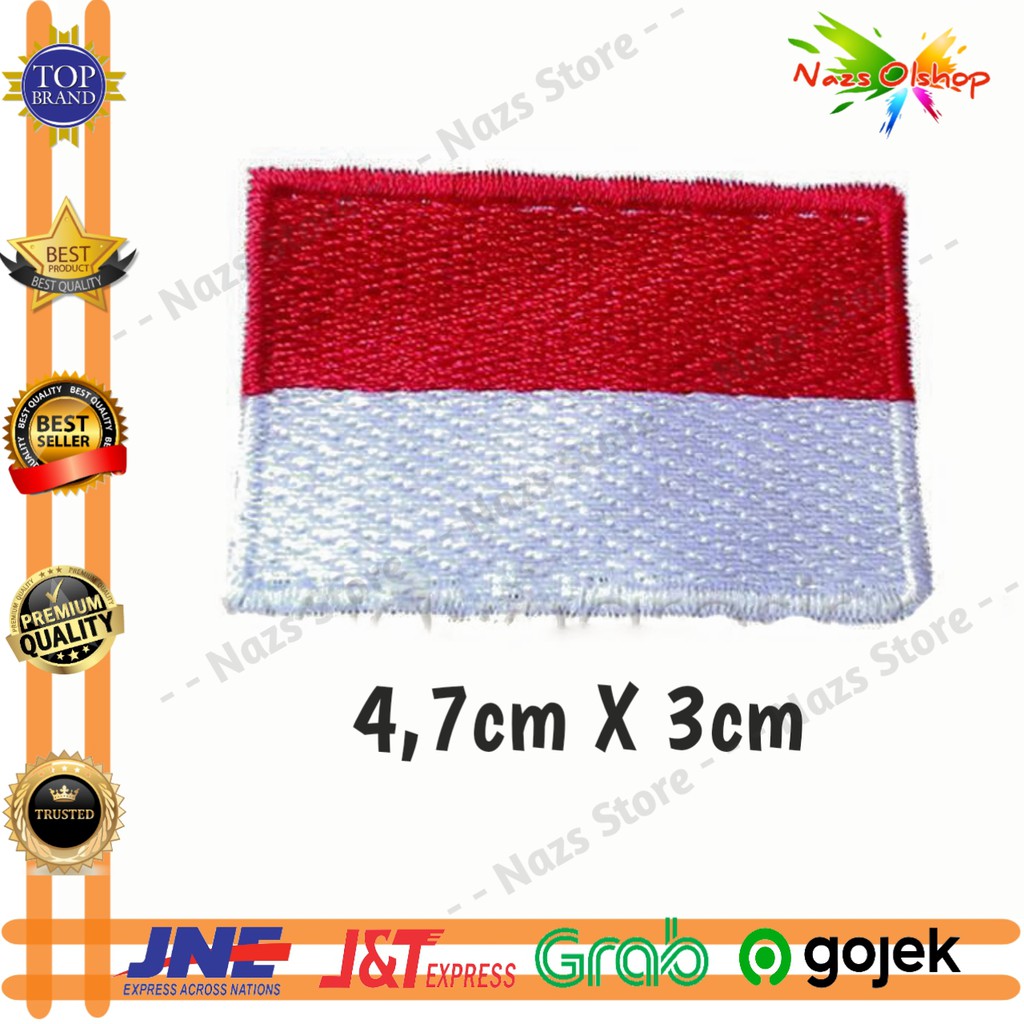Jual Logo / Bet / badge bordir bendera merah putih untuk Seragam Ukuran ...