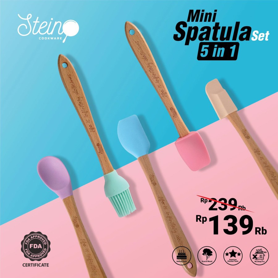 Jual stein set spatula isi 5 pcs steincookware mini spatula set 5 in 1 ...