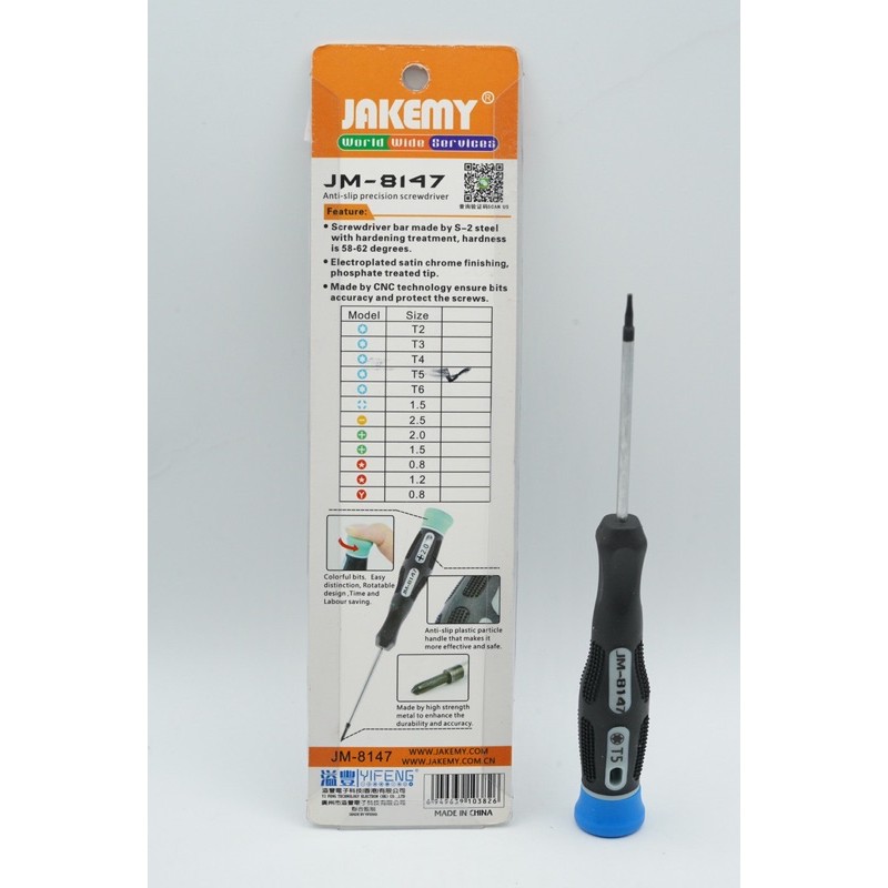 Jual JAKEMY JM-8147 Obeng Torx T5 Magnetic Precision Screwdriver DIY ...