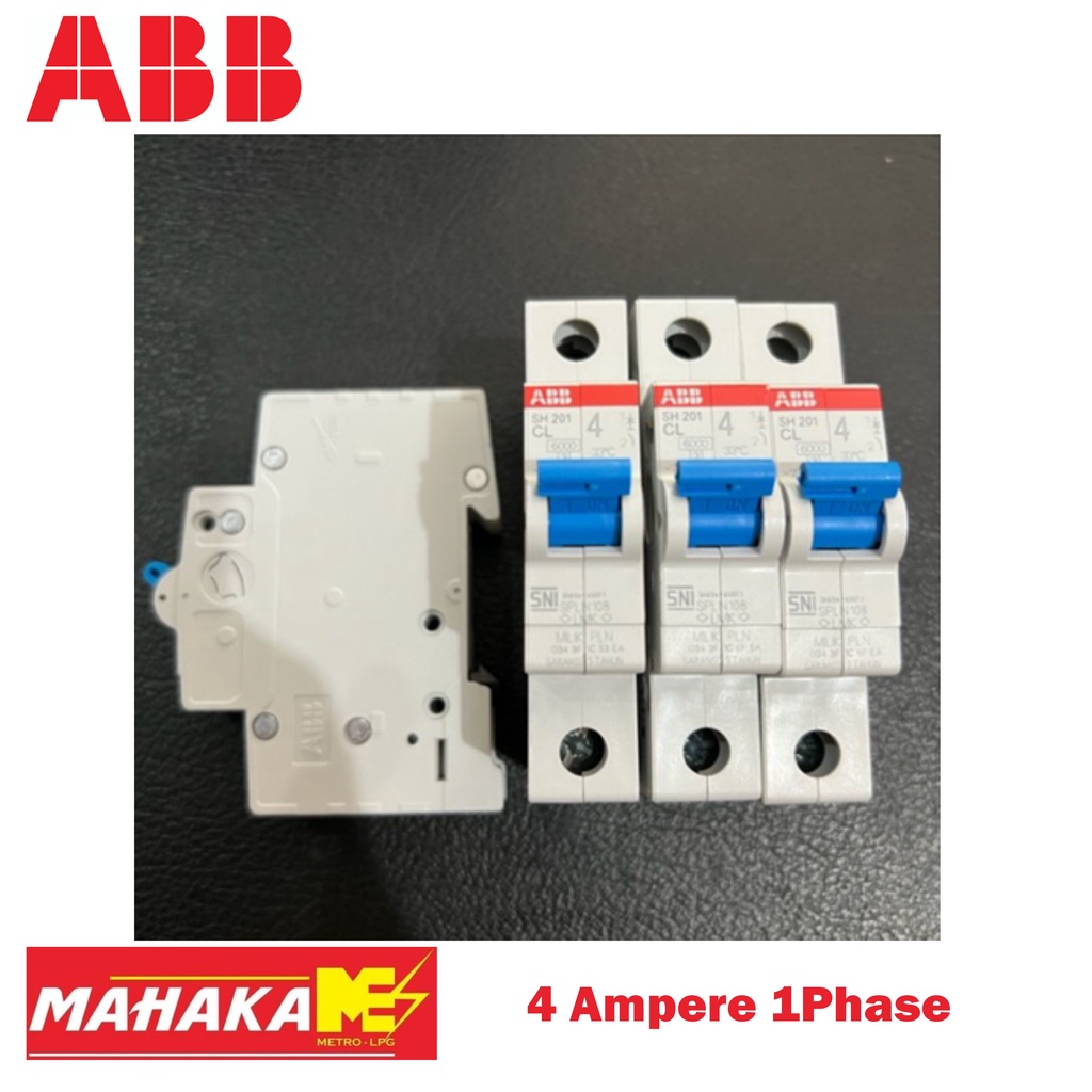 Jual Mcb 4 Ampere 1Phase Pin Biru ABB Original PLN | Shopee Indonesia