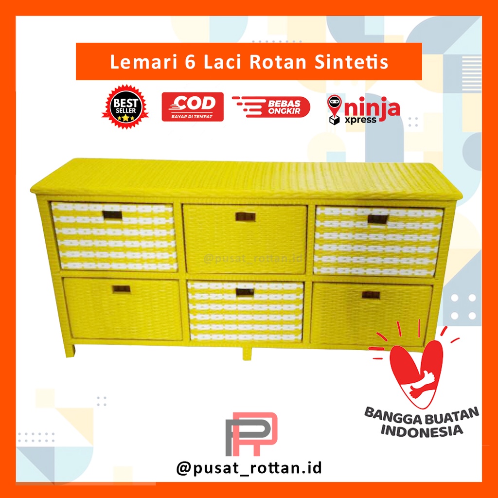 Jual Rak Lemari 6 Laci Anyaman Rotan Sintetis / Lemari Serbaguna ...