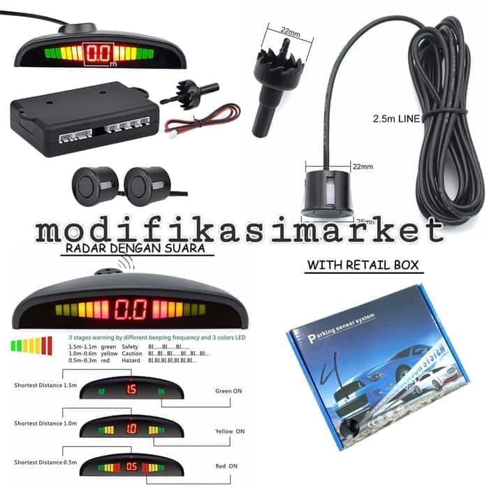 Jual SENSOR MUNDUR / SENSOR PARKING 2 TITIK DENGAN LCD INDIKATOR ...