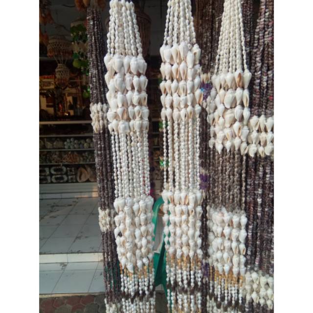 Jual Tirai pintu kerang perceng hitam putih termurah 1 set 10 untai ...