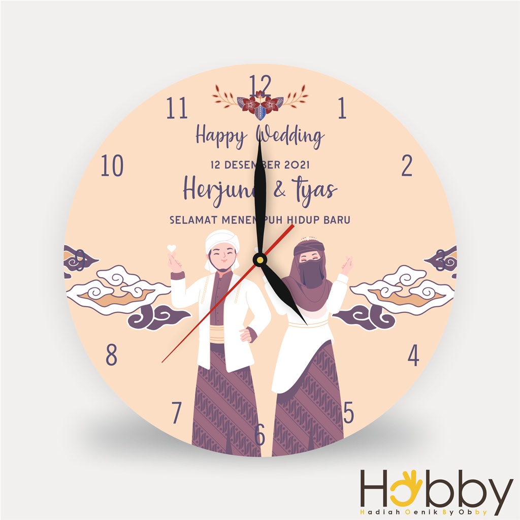 Jual JAM DINDING KAYU CUSTOM NAMA KARAKTER KADO PERNIKAHAN UNIK HADIAH ...