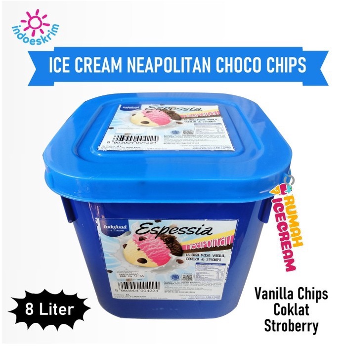 Jual Ice Cream Indoeskrim 8Liter Neapolitan vanila Chips | Shopee Indonesia