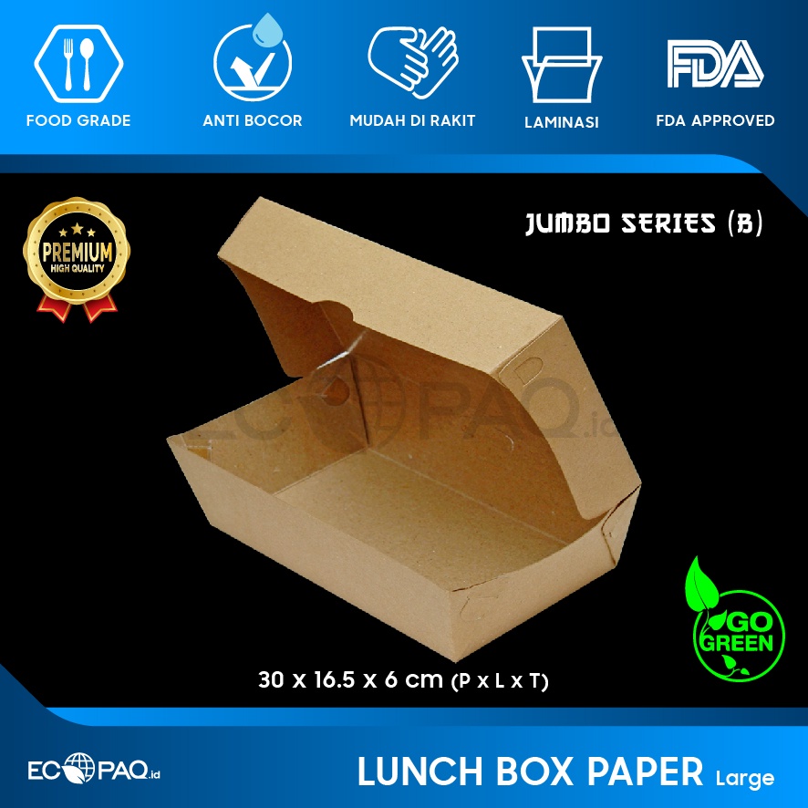 Jual Lunch Box Paper JUMBO BESAR - KRAFT COKLAT - B (10 pcs) | Shopee ...