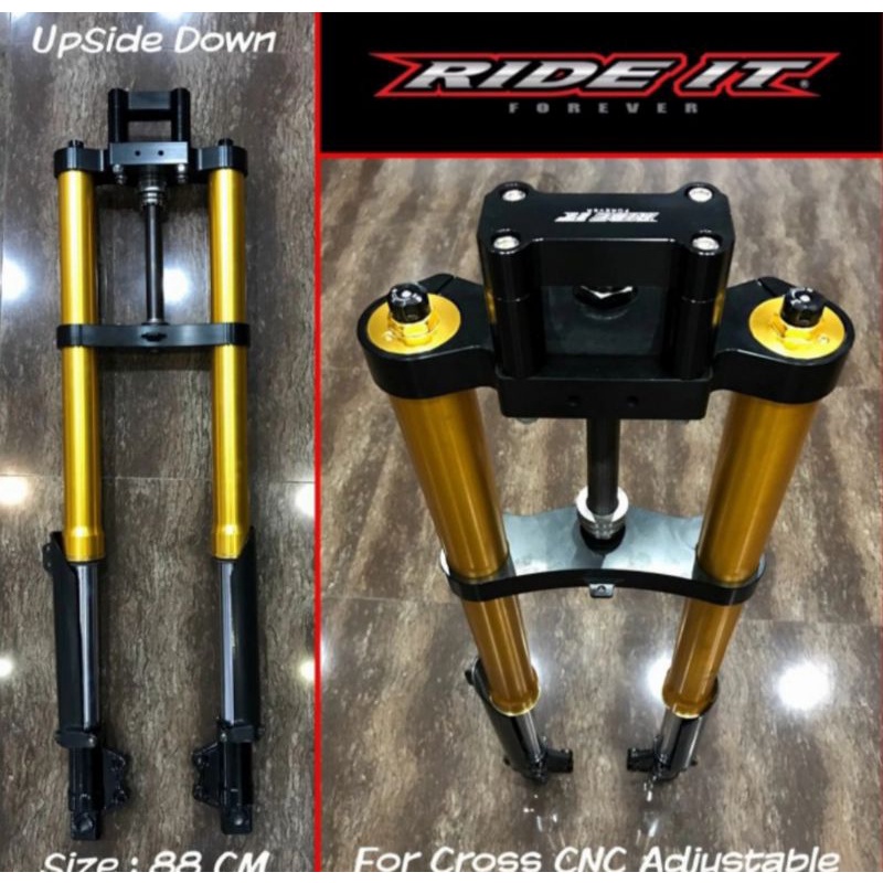 Jual SHOCK UPSIDE DOWN DEPAN FOR CROSS FULL CNC KAWASAKI KLX 150 MEREK RIDE IT SIZE 88CM ...