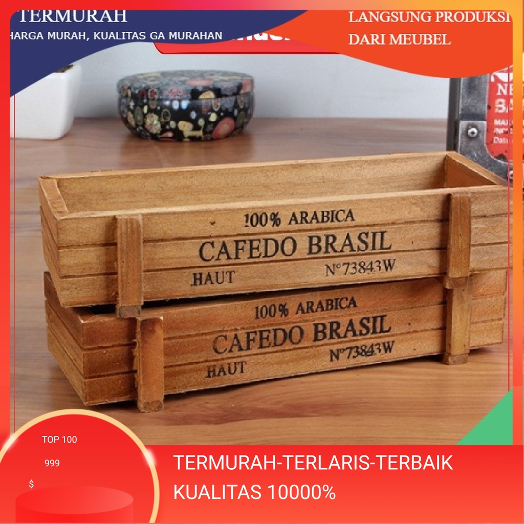 Jual Box Kotak Kayu Hiasan Pot Vas Bunga Pajangan Dekor Interior ...
