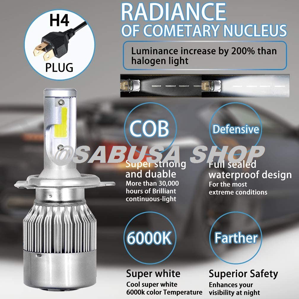 Jual Lampu Headlamp Headlight Utama LED Motor Mobil C6 H4 6000K COB Hi ...