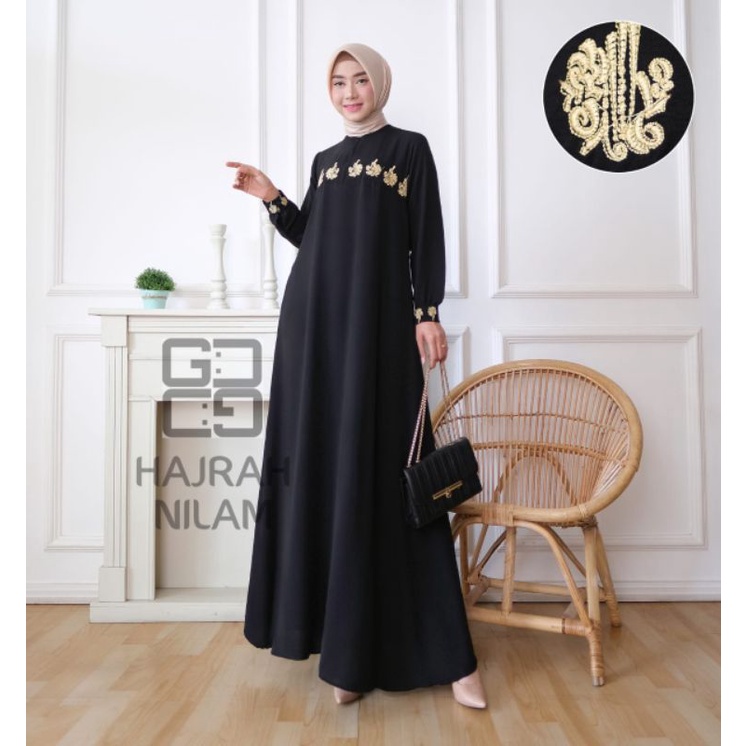 Jual Baju Gamis Hajrah Nilam Katun Air Flow Cringkle Bordir Terbaru ...