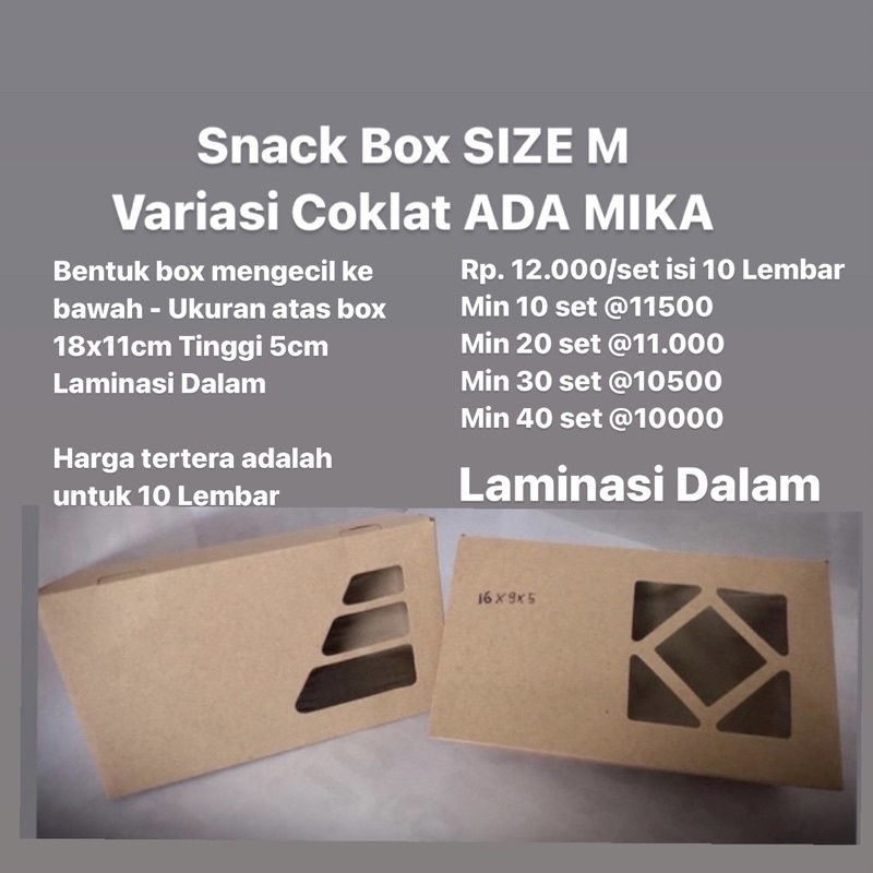 Jual Snack Box Coklat M isi 10 ukuran 18x11 TInggi 5cm Laminasi Dalam ...