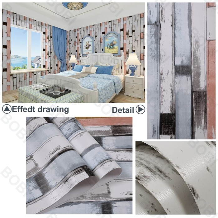 Jual Wallpaper Sticker DInding 3D Kayu 3 Warna Premium | Walpaper ...