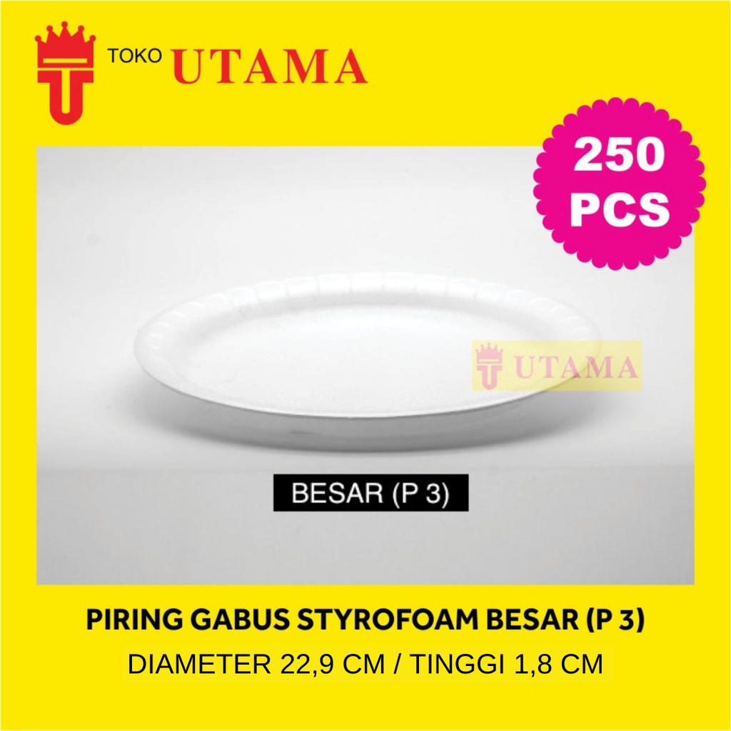 Jual Piring Gabus Styrofoam BESAR P9 (D = 22,9cm) | Shopee Indonesia