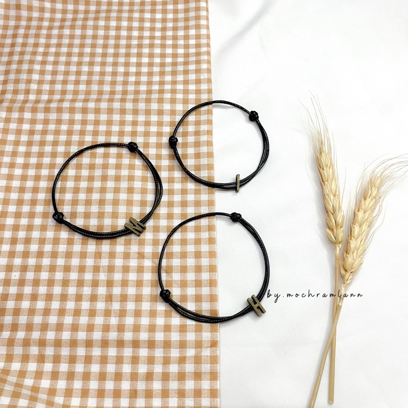 Jual GELANG INISIAL BRONZE DOUBLE SLIDE CORD / GELANG INISIAL HURUF ...