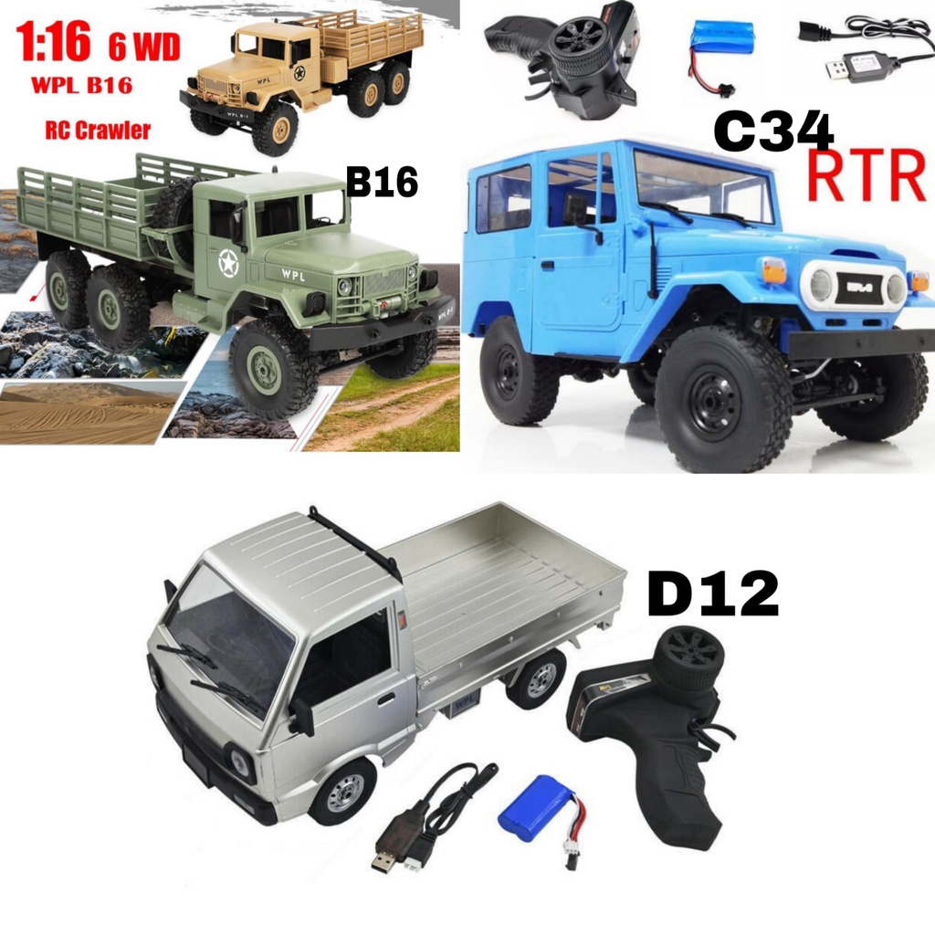 Jual WPL RC Car 4WD C34 C-34 B16 D12 RTR Version 1/16 RTR 2.4G Crawler ...