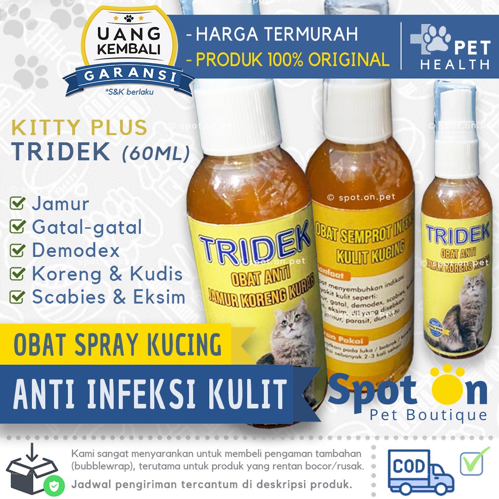 Jual Obat Infeksi Kulit Kucing - Tridek Spray | Jamur Gatal Demodex ...