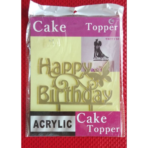 Jual Topper Tusukan cake Kupu kupu Happy birthday ulang tahun | Shopee ...