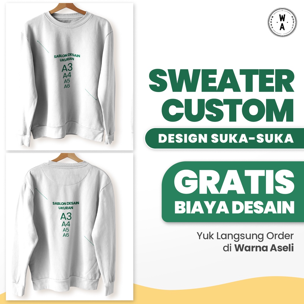 Jual Sweater Crewneck Custom Sablon DTF Free Desain Sesukamu bisa ...