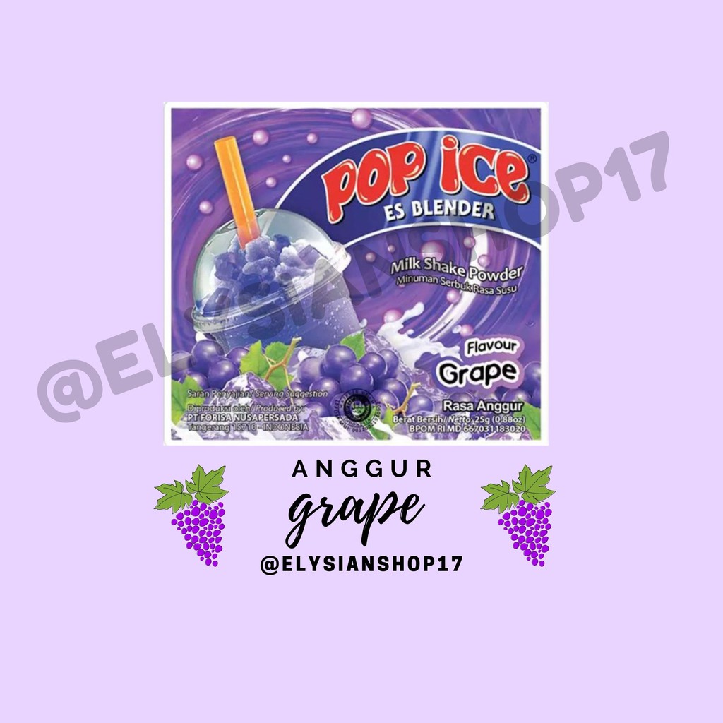 Jual Pop Ice Grape / Anggur 1 Renceng (10 Sachet) | Shopee Indonesia