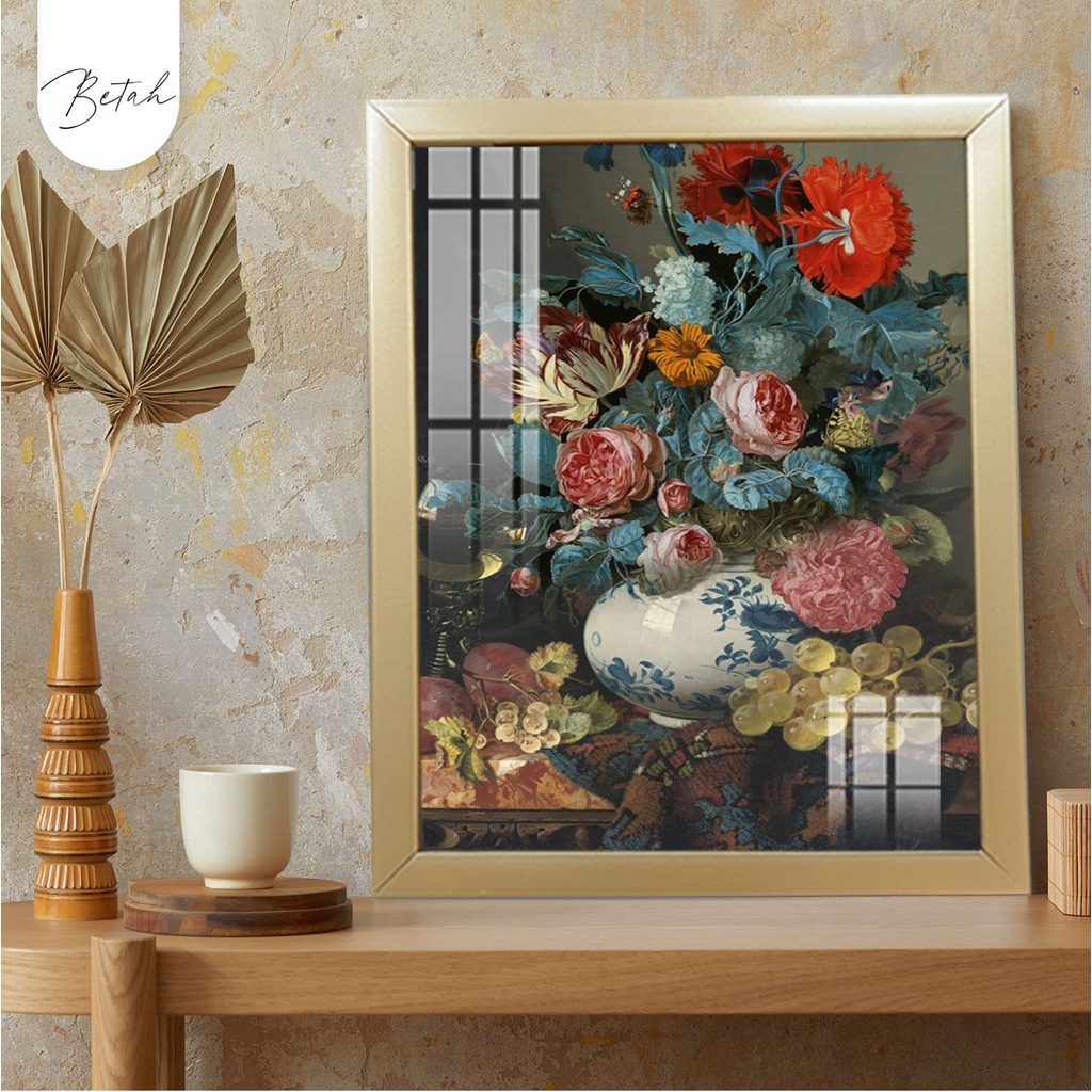 Jual BETAH Pajangan Dinding Ruang Tamu Poster Lukisan Bunga Realisme ...