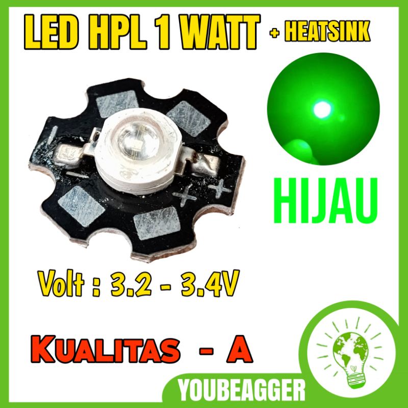 Jual LED HPL 1 Watt Hijau green + Heatsink | Shopee Indonesia