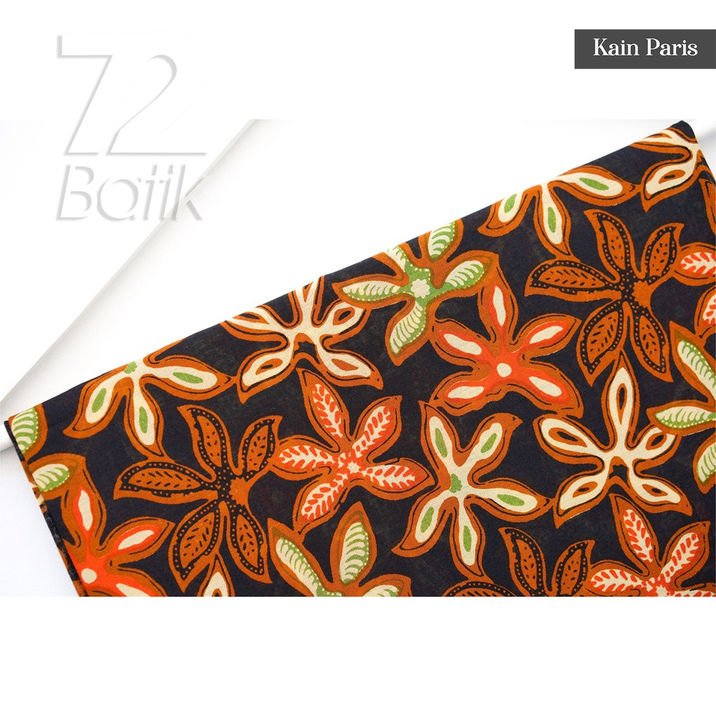 Jual KAIN BATIK PREMIUM Bahan Paris Motif Daun Singkong Warna Orange ...