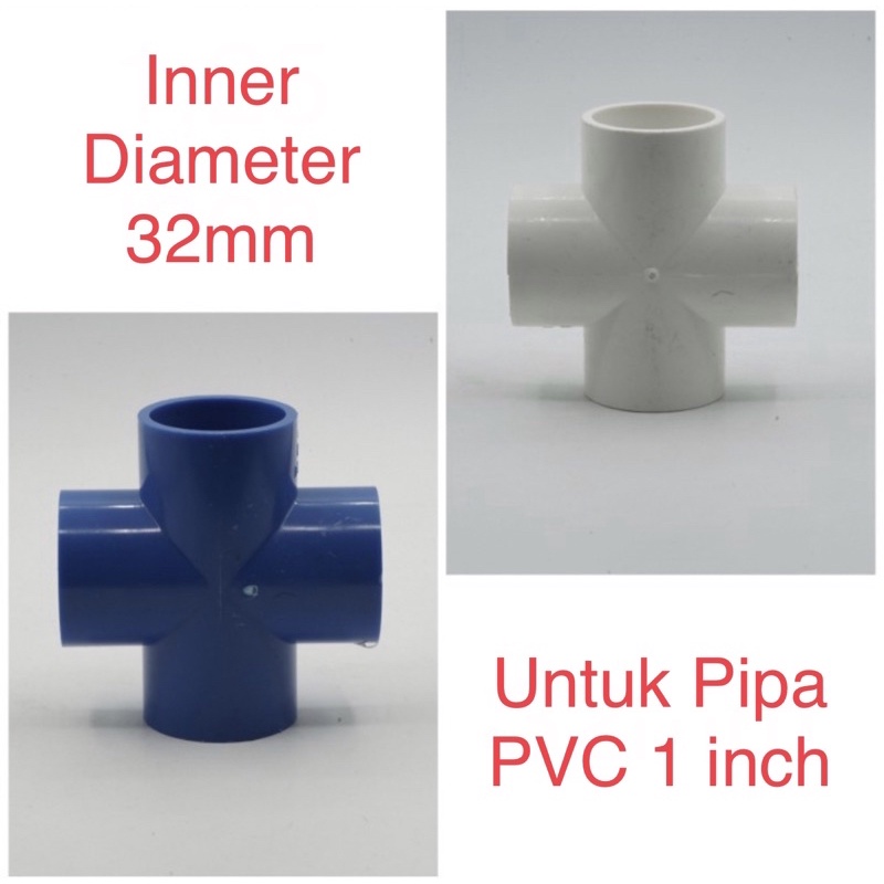 Jual Fitting 4 Way Arah Tee Cross White Inner Diameter 32mm for Pipa ...