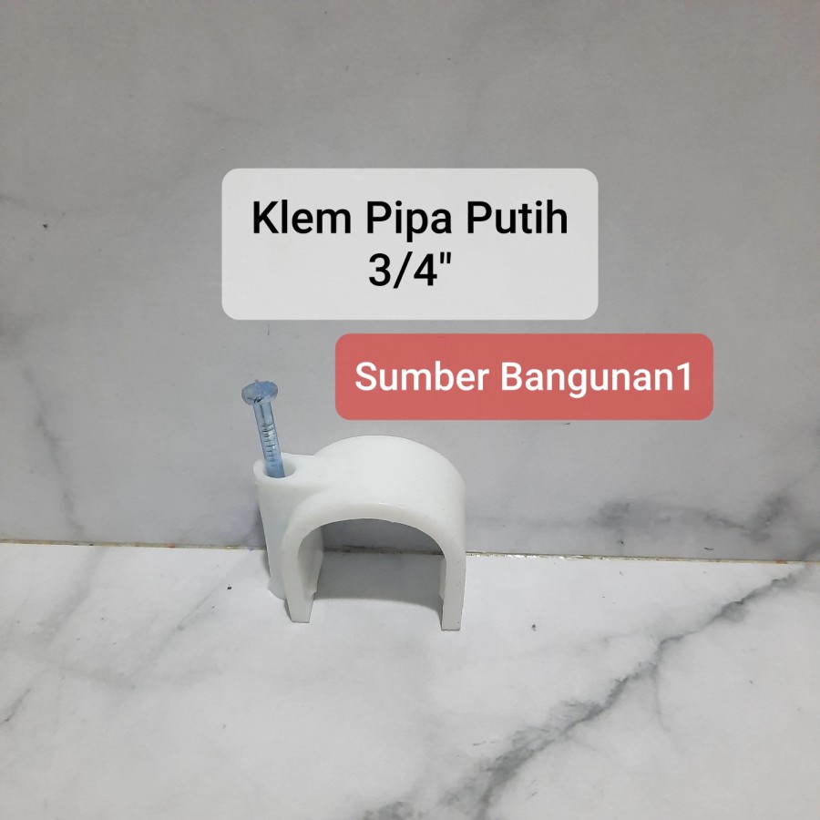 Jual Klem pipa putih 3/4" penahan gantungan pipa 3/4 inch pralon ...