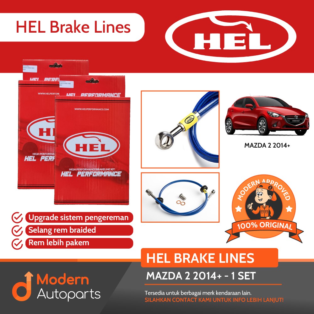 Jual HEL Brake Lines Selang Rem StainlessSteel MAZDA 2 SKYACTIV 2014+ 1 ...